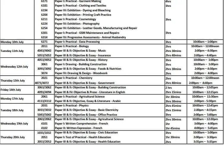 NECO Timetable 2023 June/July SSCE is Out [Pdf Download]