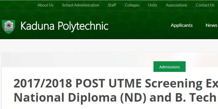 KADPOLY Post UTME 2019: Form, Cut-off Mark & Screening Date KADPOLY Post UTME 2019: Form, Cut-off Mark & Screening Date