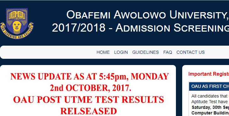 OAU Post Utme Result 2019/2020 is Officially Out - Check Here