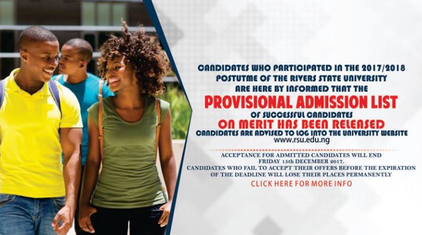 RSUST Admission List 2018/ 19 is Out - Check First Batch Here